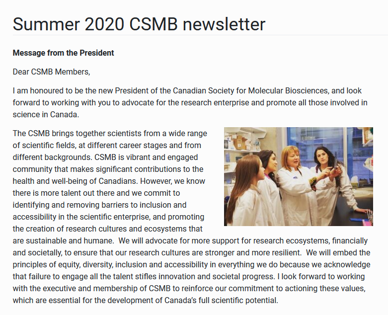 Read the latest CSMB newsletter – Canadian Society for Molecular ...